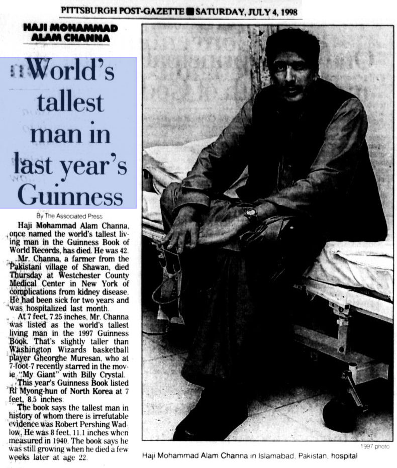 Haji Mohammad Alam Channa - The tallest man Pakistan