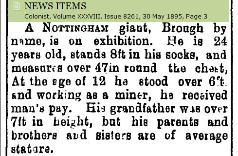 Albert Brough - The tallest man Nottinghamshire