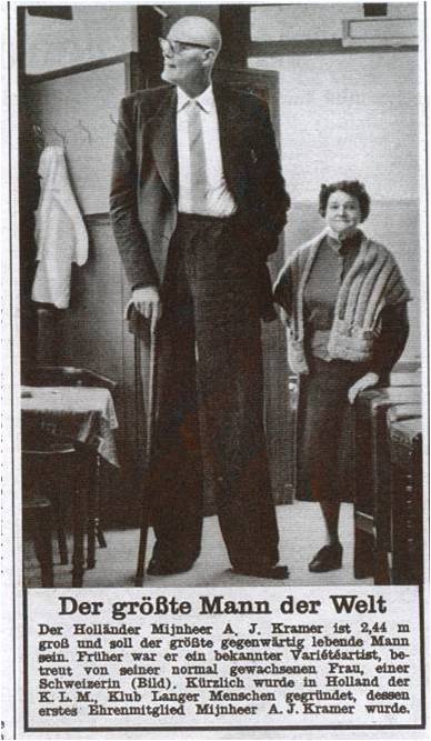 Albert Johan Kramer - The tallest man Holland the Netherlands