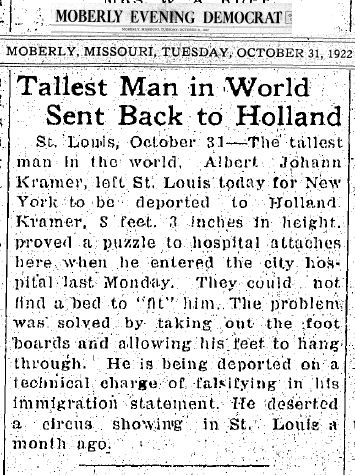 Albert Johan Kramer - The tallest man Holland the Netherlands