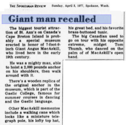 Angus MacAskill The tallest man in Scotland