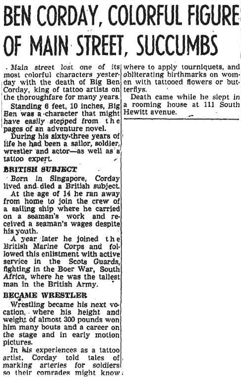 Ben Corday The tallest man Tattoo artist