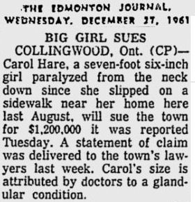 Carol Hare The tallest woman Toronto Canada