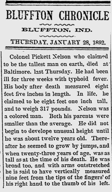Col Pickett Nelson The tallest man