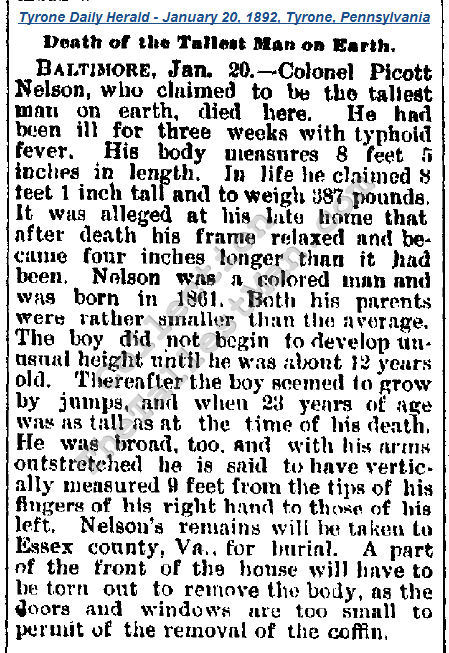 Col Pickett Nelson The tallest man