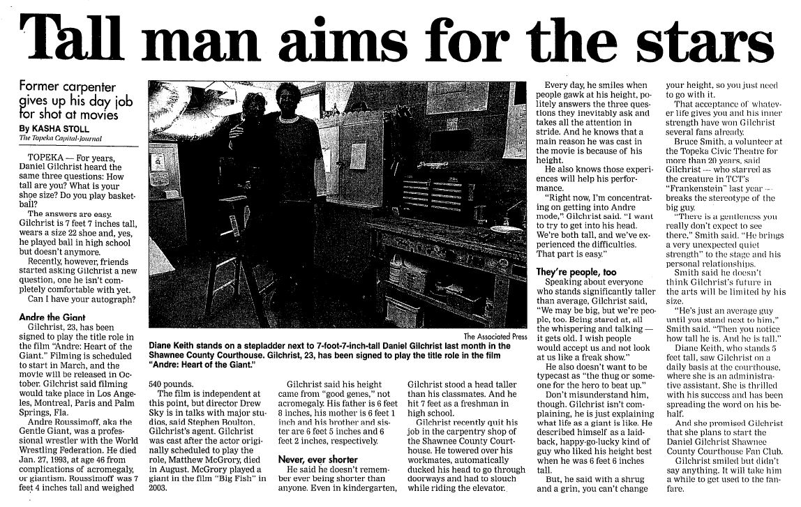 Daniel Gilchrist The tallest man
