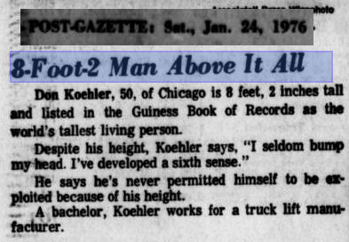 Don Koehler - The tallest man Chicago