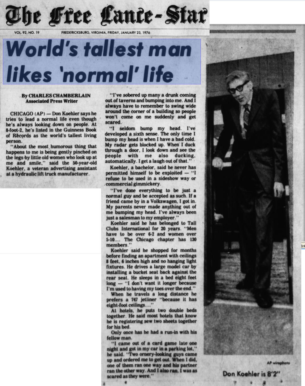 Don Koehler - The tallest man Chicago
