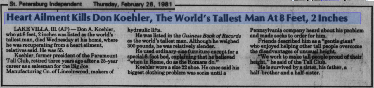 Don Koehler - The tallest man Chicago