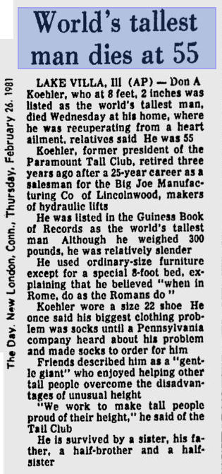 Don Koehler - The tallest man Chicago