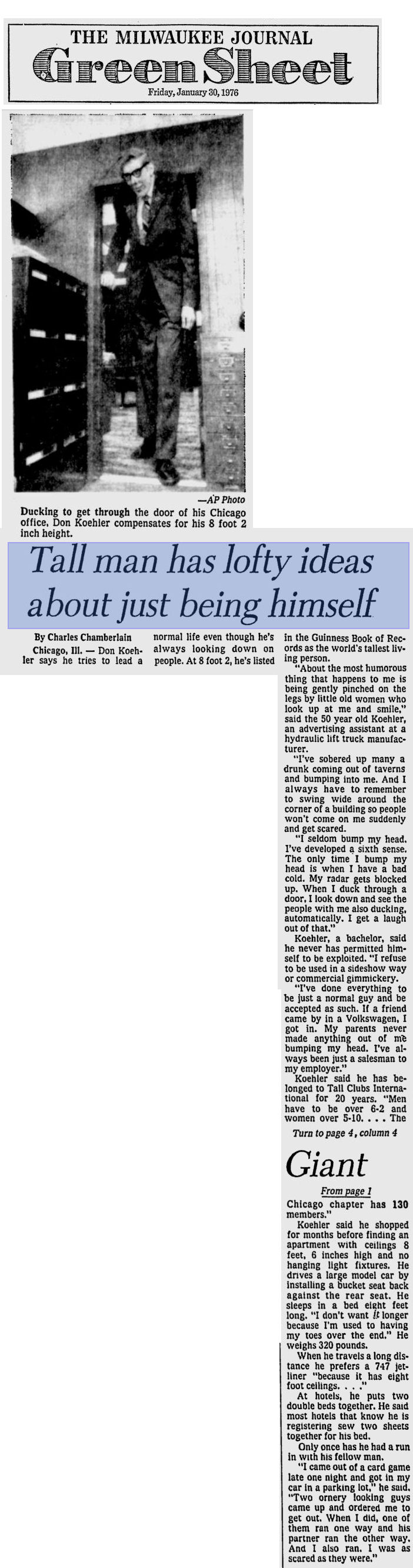 Don Koehler - The tallest man Chicago