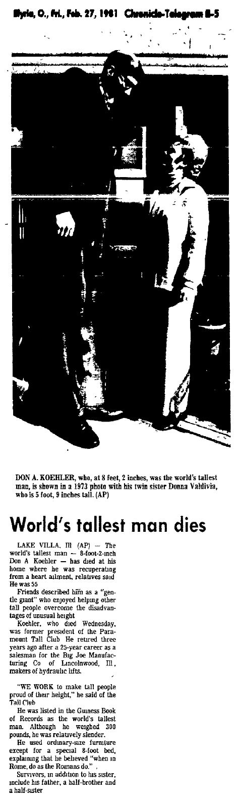 Don Koehler - The tallest man Chicago