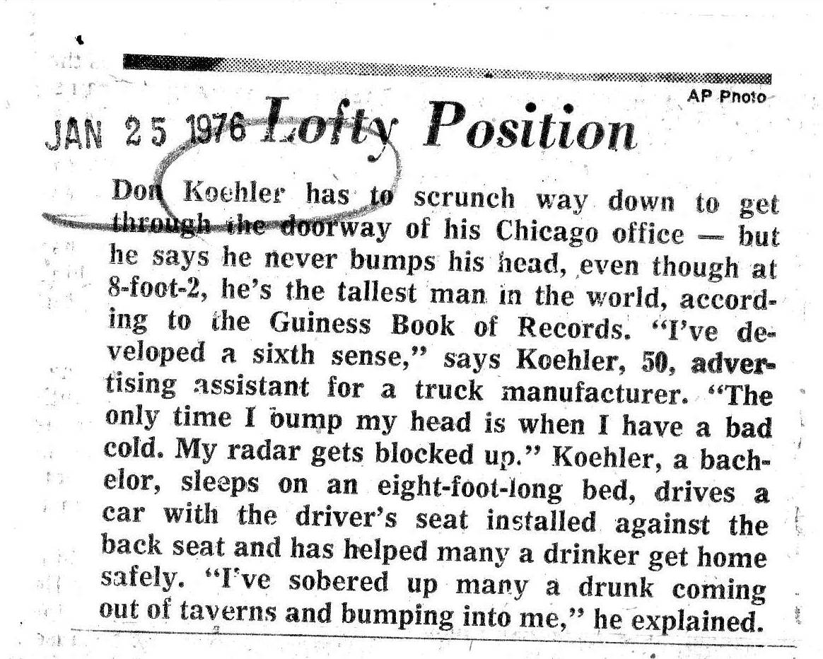 Don Koehler - The tallest man Chicago
