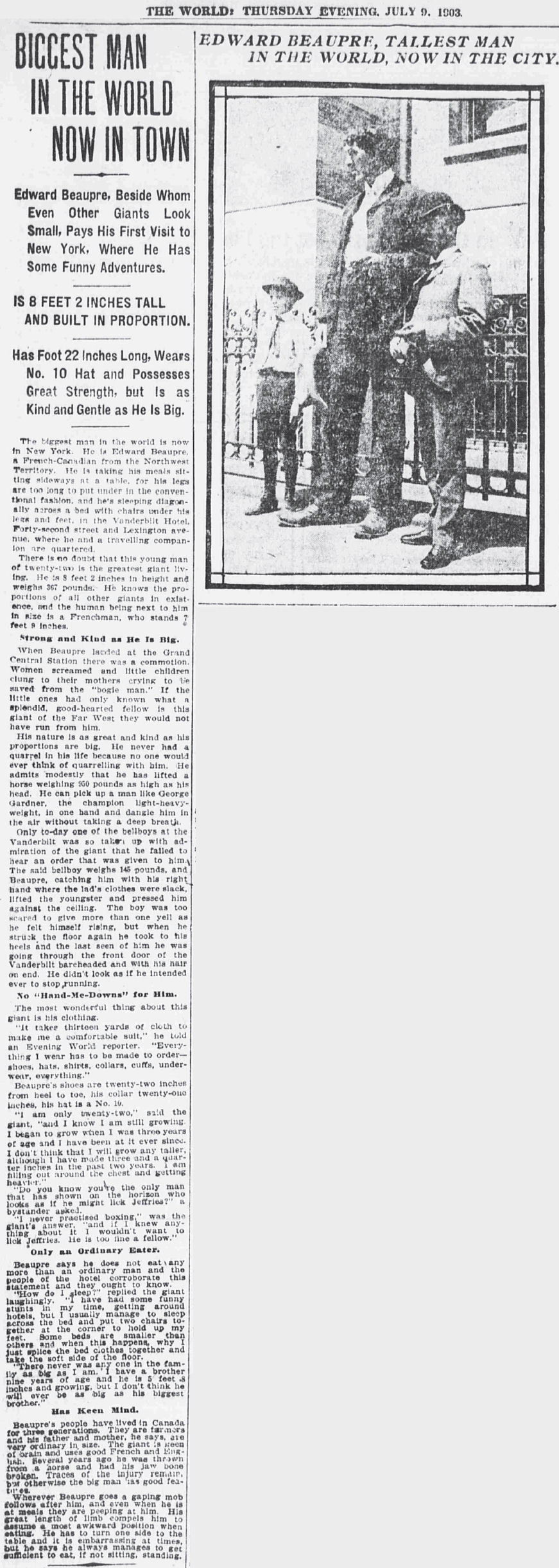 Edouard Beaupré - The tallest man Canada Le Geant Beaupre