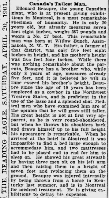 Edouard Beaupré - The tallest man Canada Le Geant Beaupre
