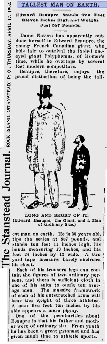 Edouard Beaupré - The tallest man Canada Le Geant Beaupre