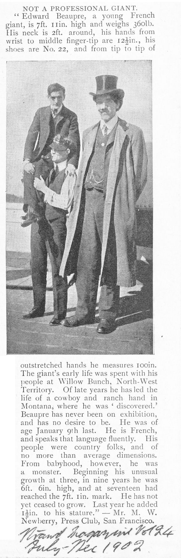 Edouard Beaupré - The tallest man Canada Le Geant Beaupre