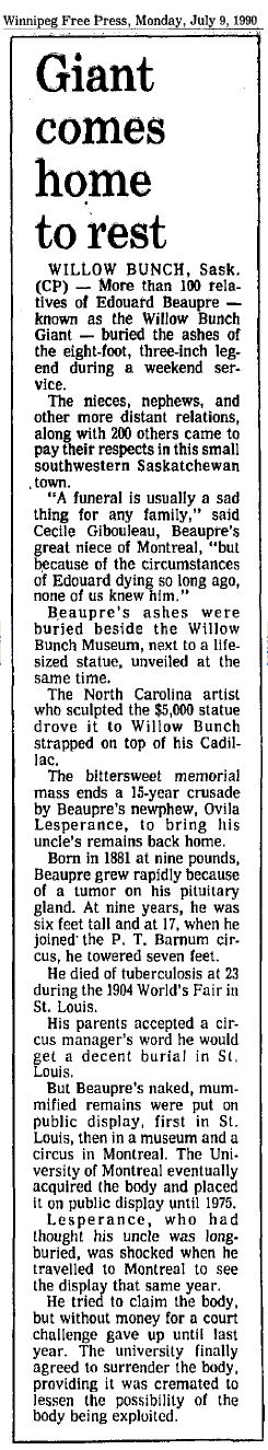 Edouard Beaupré - The tallest man Canada Le Geant Beaupre