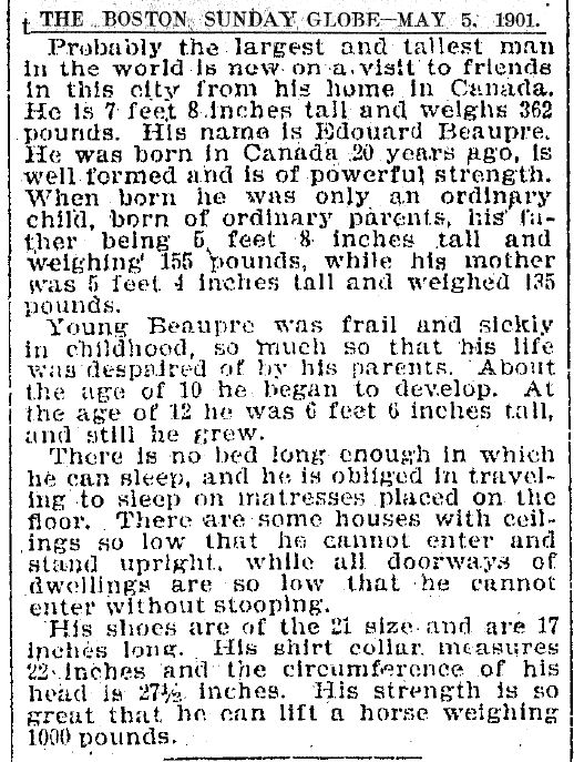 Edouard Beaupré - The tallest man Canada Le Geant Beaupre