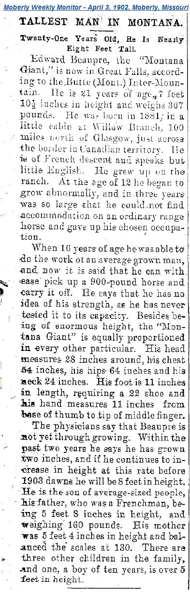 Edouard Beaupré - The tallest man Canada Le Geant Beaupre