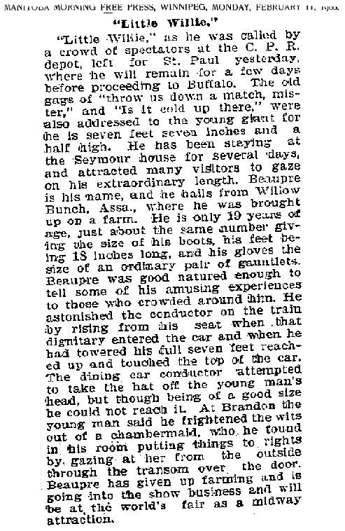 Edouard Beaupré - The tallest man Canada Le Geant Beaupre
