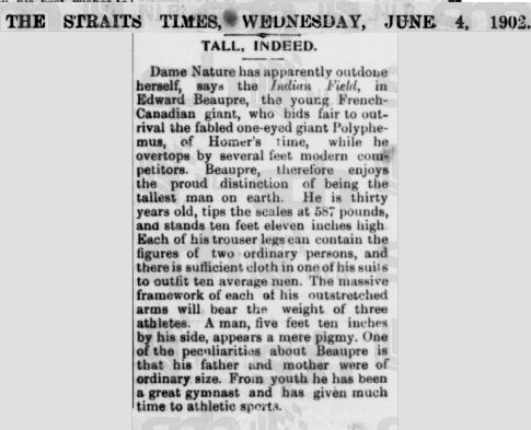 Edouard Beaupré - The tallest man Canada Le Geant Beaupre