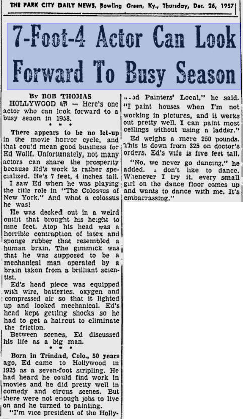 Ed Wolff The tallest man Actor