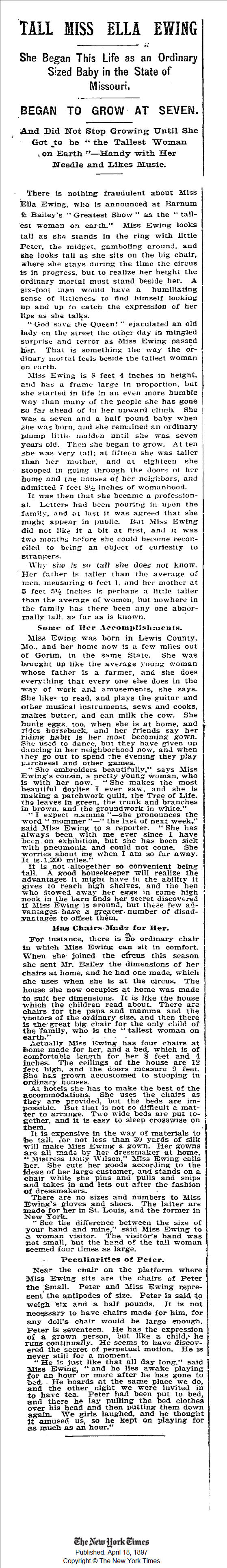 Ella Ewing The tallest woman Missouri