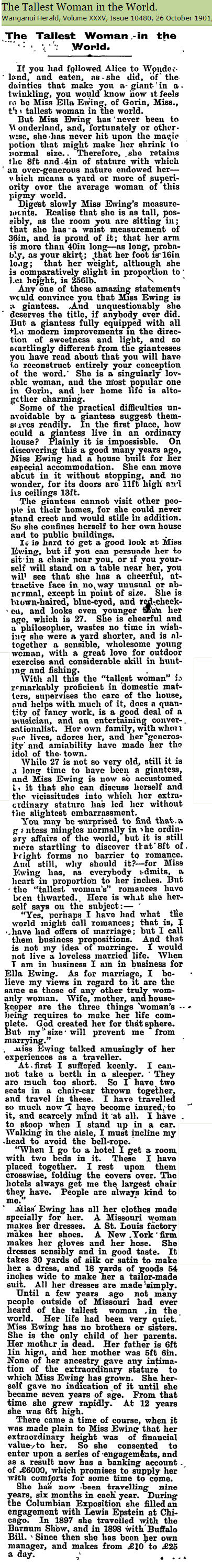 Ella Ewing The tallest woman Missouri