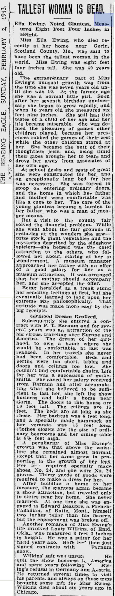 Ella Ewing The tallest woman Missouri