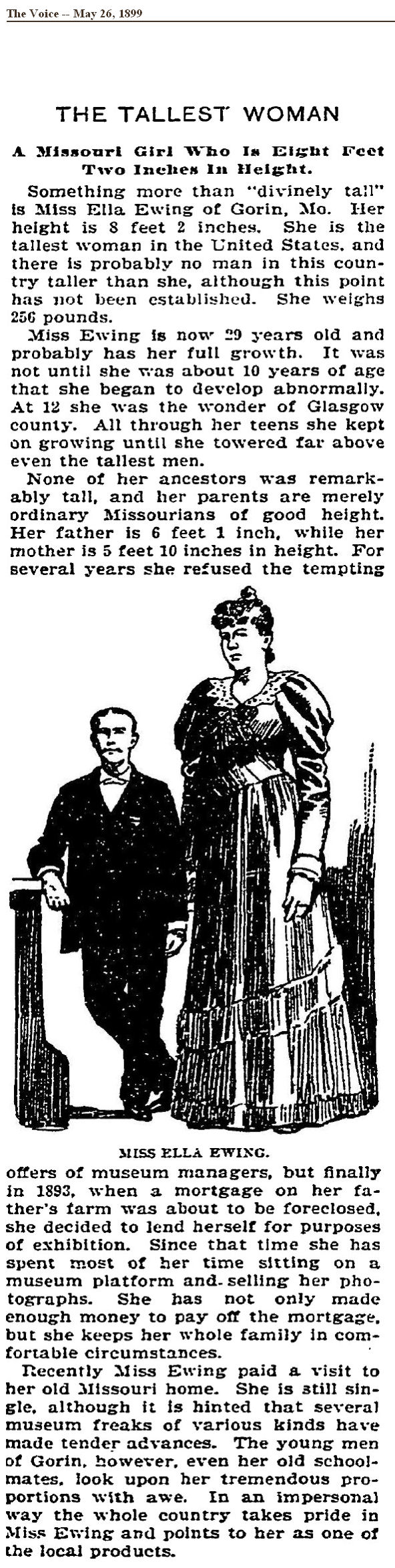 Ella Ewing The tallest woman Missouri