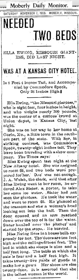 Ella Ewing The tallest woman Missouri