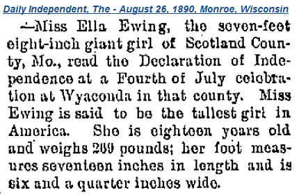 Ella Ewing The tallest woman Missouri