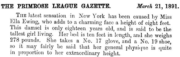 Ella Ewing The tallest woman Missouri