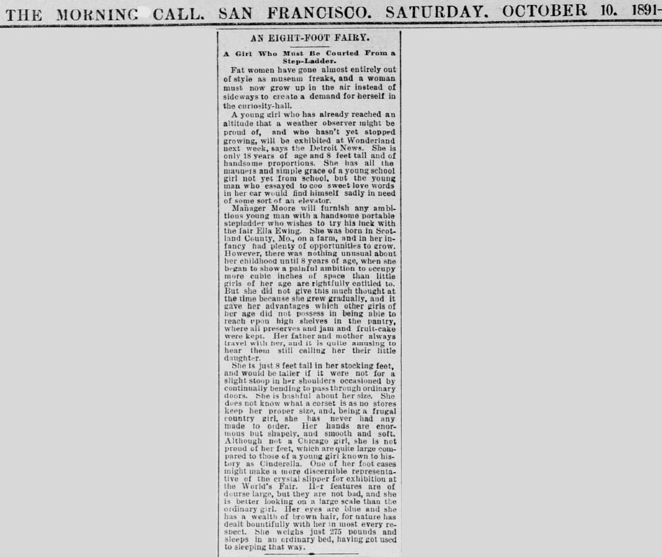 Ella Ewing The tallest woman Missouri