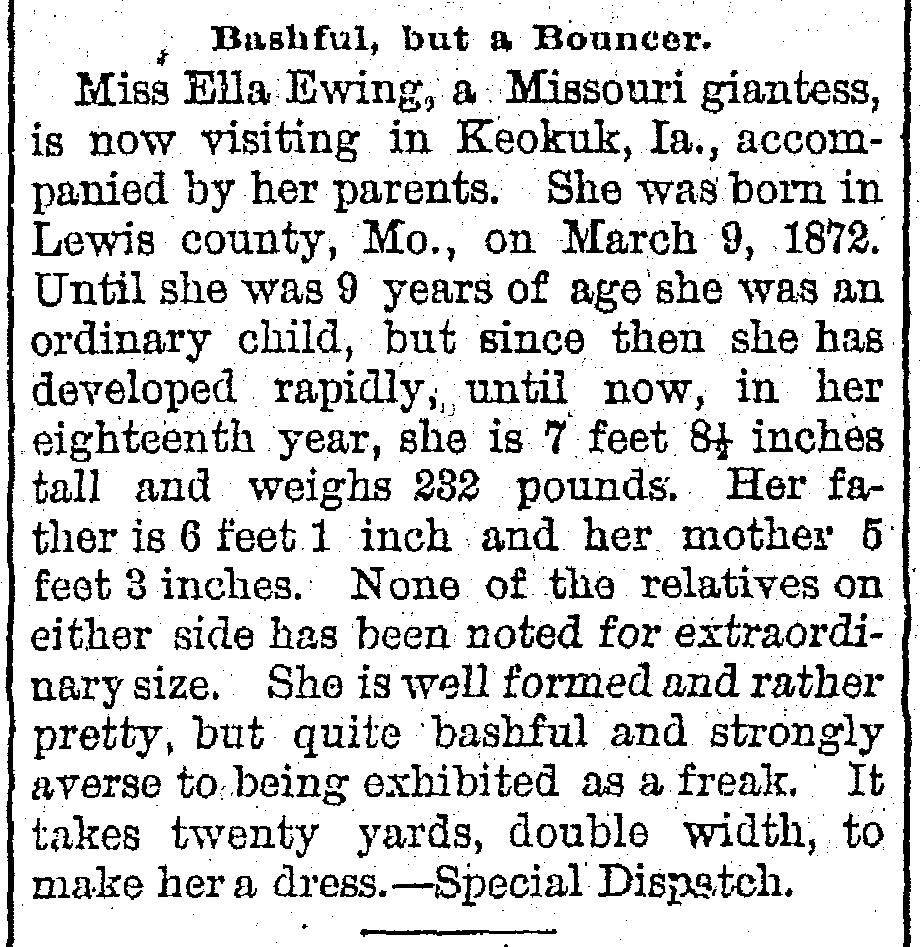 Ella Ewing The tallest woman Missouri
