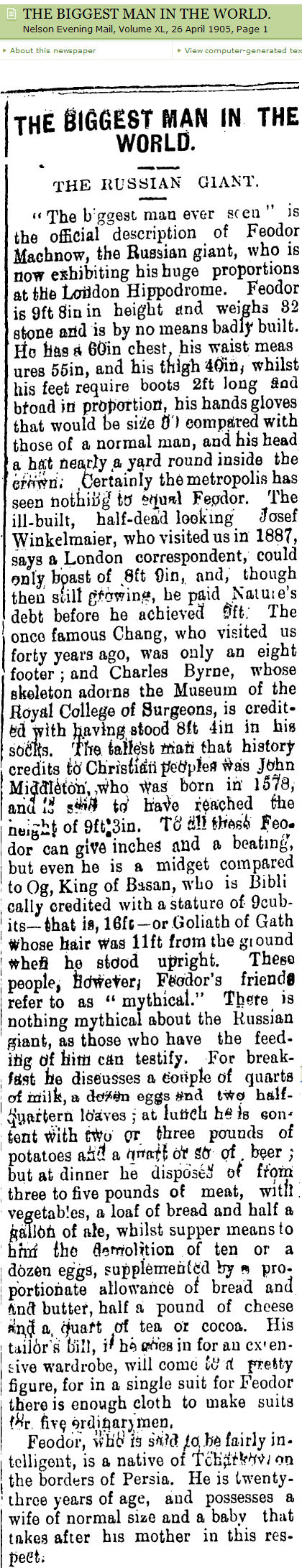 Feodor Machnow - The tallest man Russia Belarus