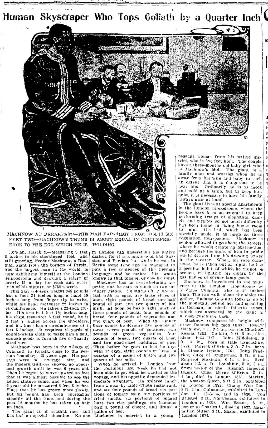 Feodor Machnow - The tallest man Russia Belarus