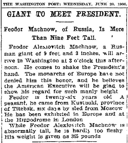 Feodor Machnow - The tallest man Russia Belarus