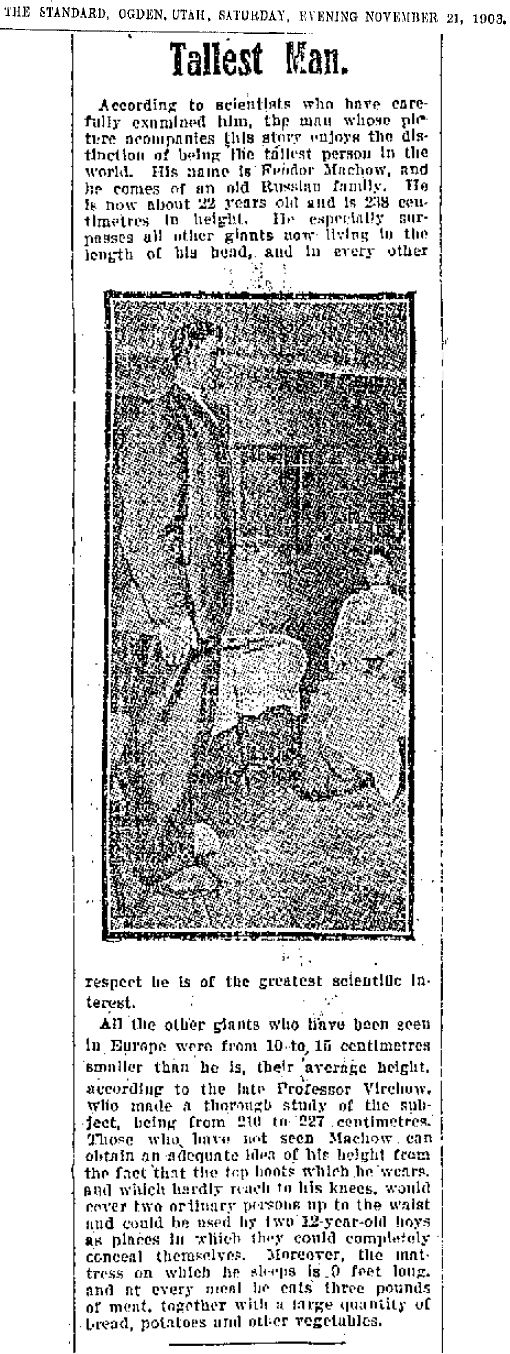 Feodor Machnow - The tallest man Russia Belarus