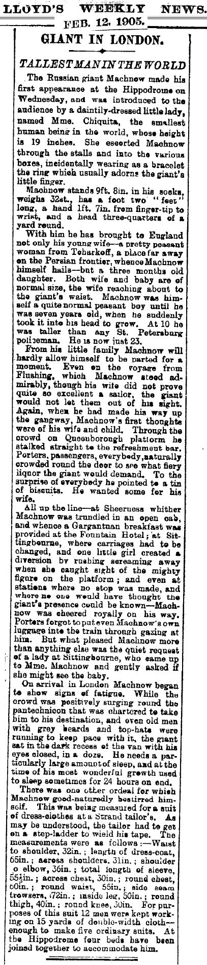 Feodor Machnow - The tallest man Russia Belarus