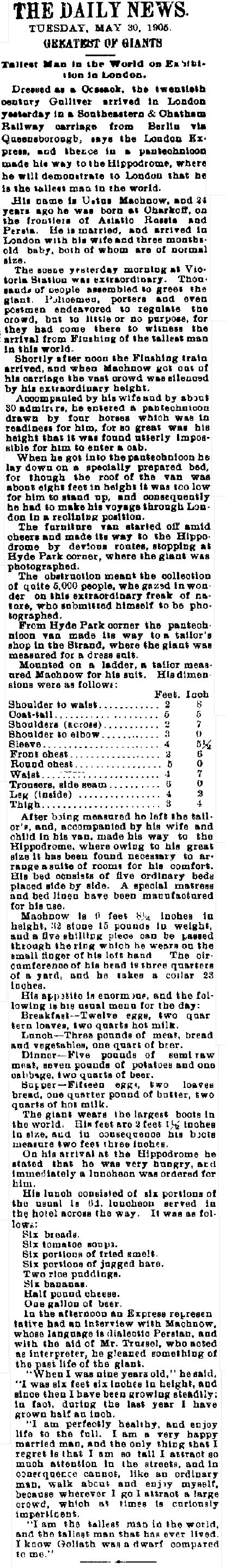 Feodor Machnow - The tallest man Russia Belarus