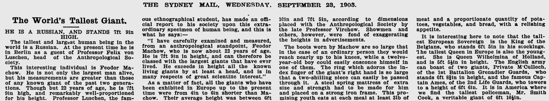 Feodor Machnow - The tallest man Russia Belarus