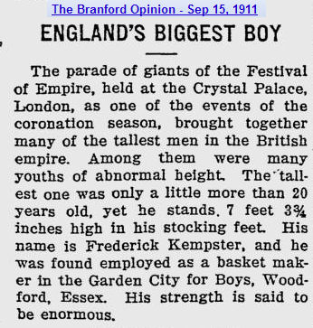 Frederick Kempster - The tallest man Wiltshire