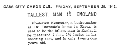 Frederick Kempster - The tallest man Wiltshire