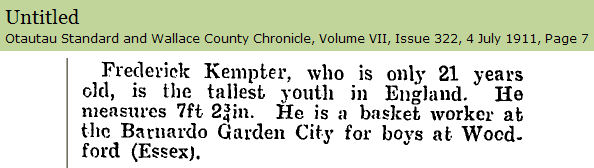Frederick Kempster - The tallest man Wiltshire