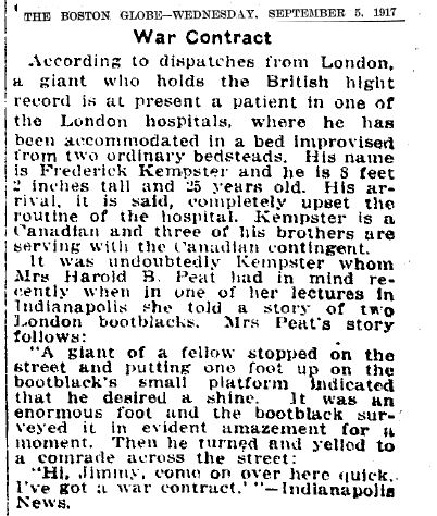 Frederick Kempster - The tallest man Wiltshire