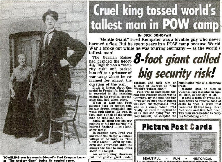 Frederick Kempster - The tallest man Wiltshire
