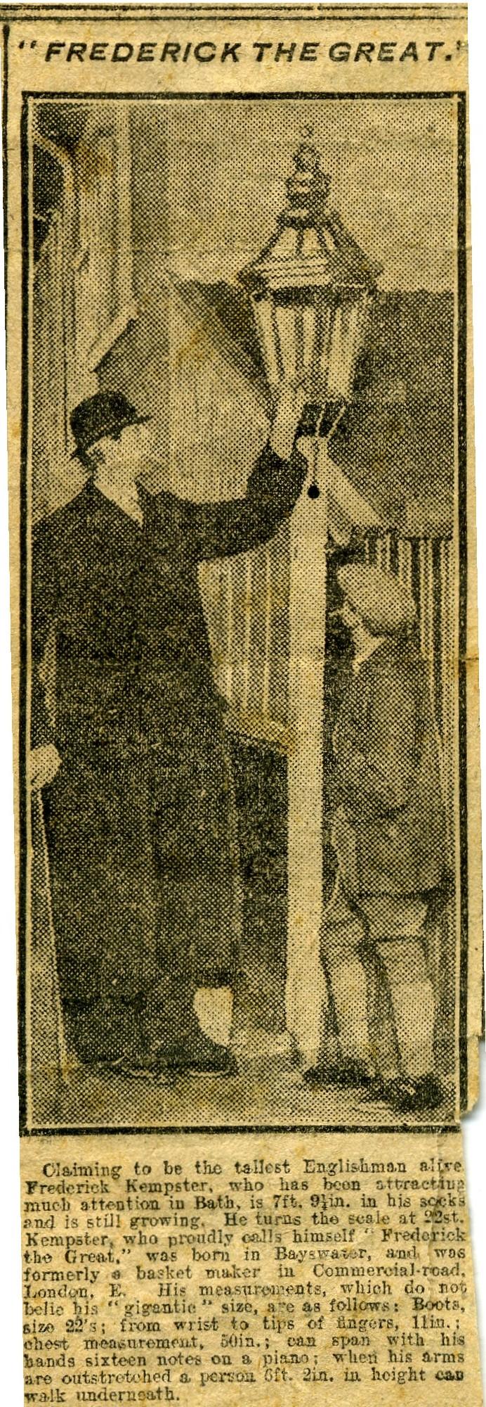 Frederick Kempster - The tallest man Wiltshire