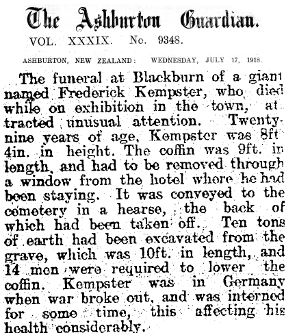 Frederick Kempster - The tallest man Wiltshire